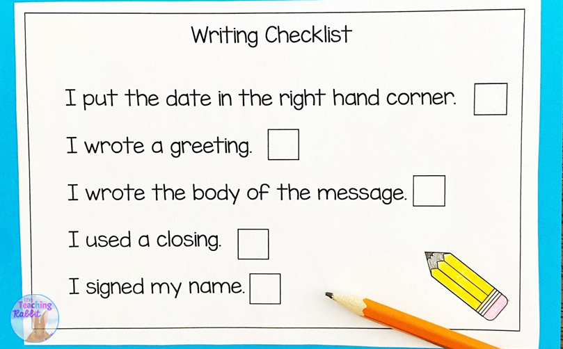 The 5 Parts of a Friendly Letter - The Teaching Rabbit