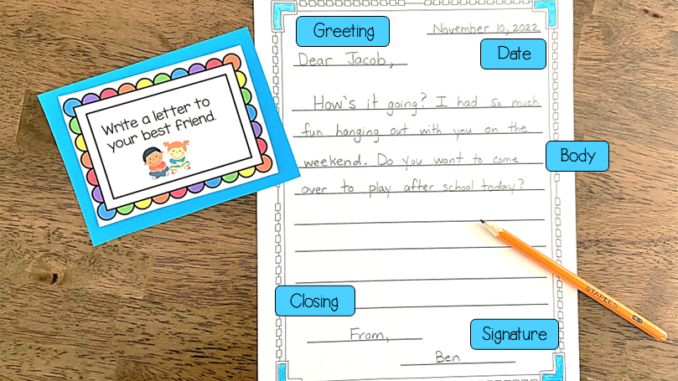 The 5 Parts of a Friendly Letter - The Teaching Rabbit